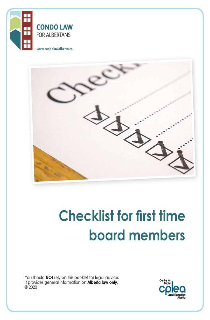 Checklist for first time board members - CPLEA.CA