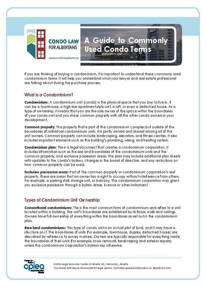 Guide To Commonly Used Condo Terms - CPLEA.CA
