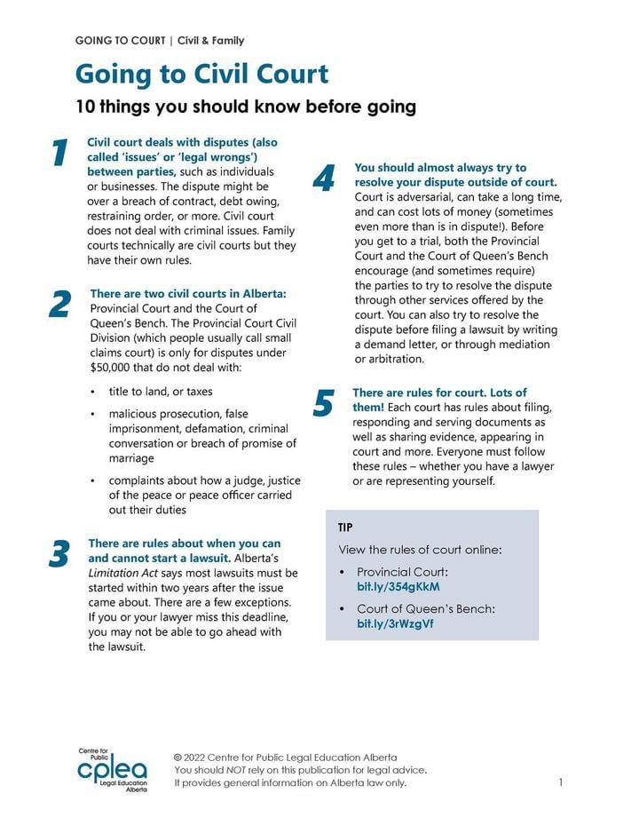 Going to Civil Court - CPLEA.CA