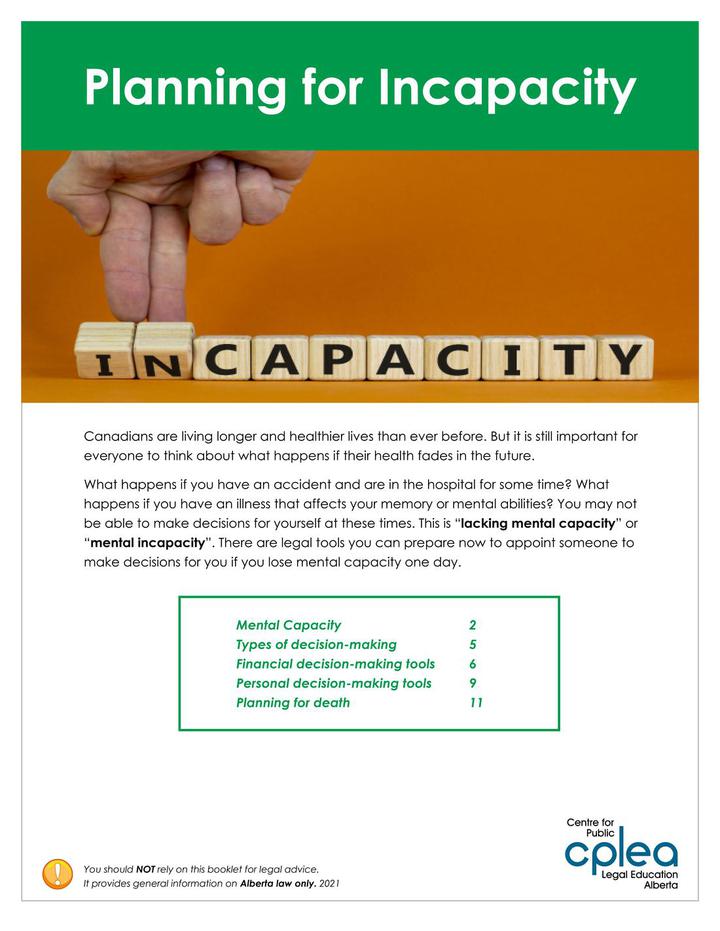 Planning for Incapacity - CPLEA.CA
